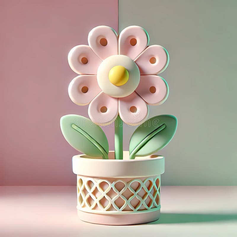 Elegant Pastel Flower Pot with Intricate Details. AI Generated Image ...