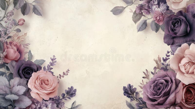 Elegant Pastel Roses and Flowers Frame Design Stock Illustration ...