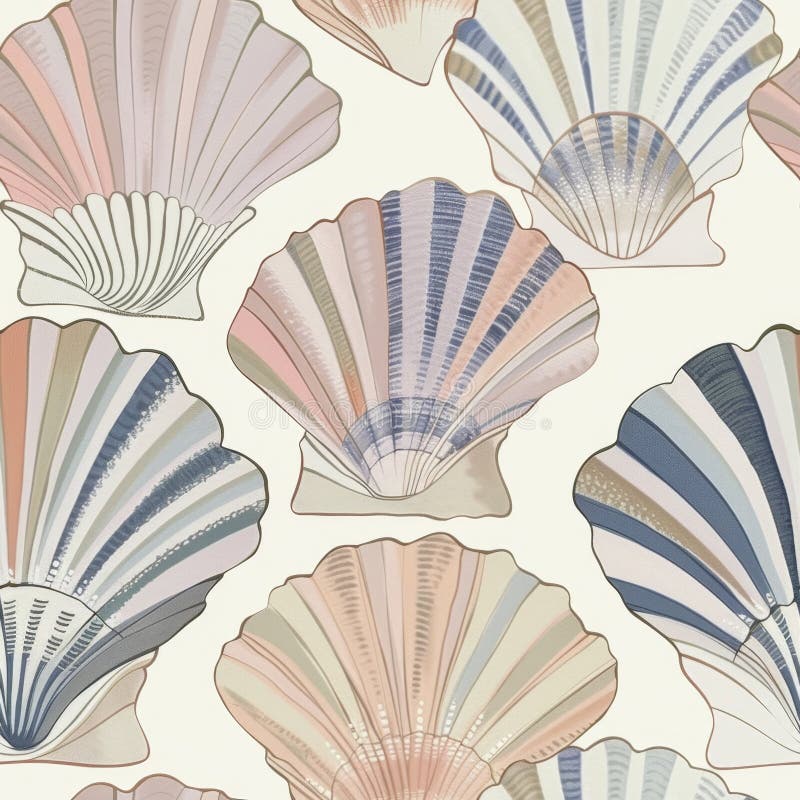 Elegant Pastel Seashell Pattern for Summer Design Stock Image - Image ...