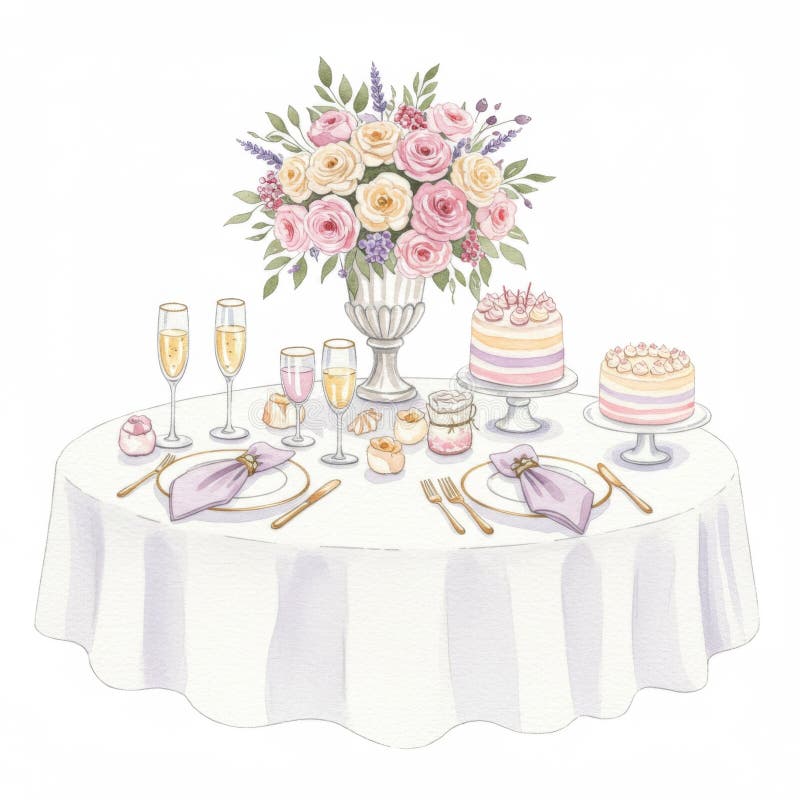 Elegant Pastel Wedding Table Setting with Floral Arrangement Stock ...