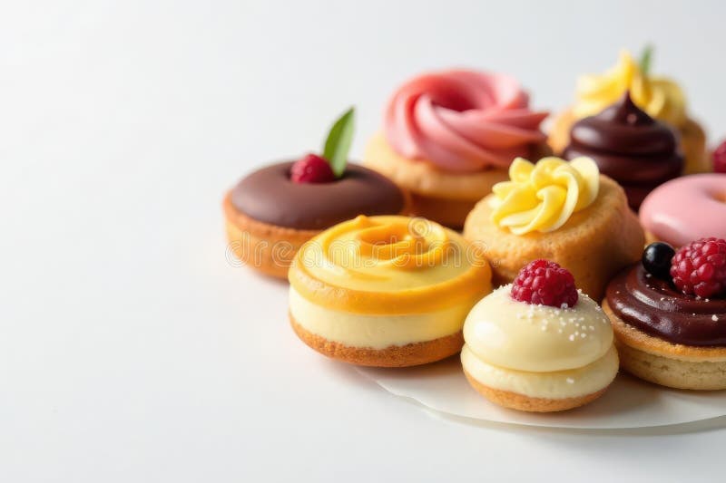 Elegant Pastry Assortment on Pristine White Backdrop , Pastry, Texture ...