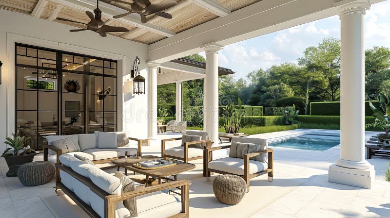 Elegant Patio Terrace Interior Concept Stock Illustration ...