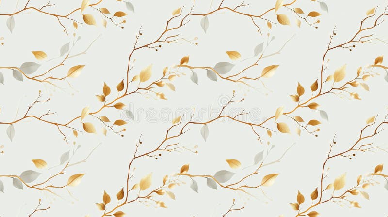 Elegant Gold and Silver Leaves Pattern on Light Beige Background Design. Generated Ai Stock ...