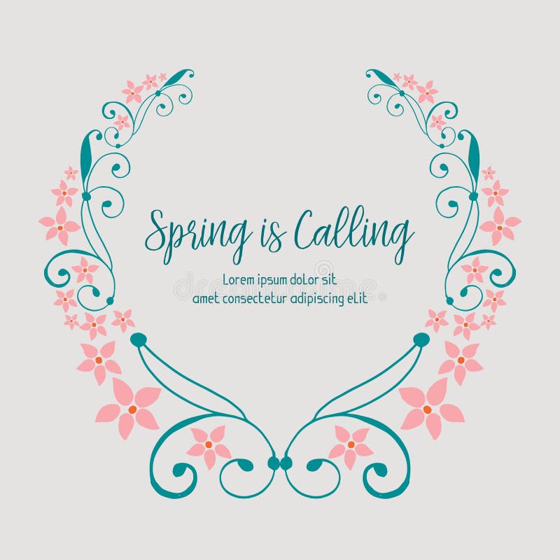 Elegant Pattern of Leaf and Flower Frame, for Spring Calling Greeting ...