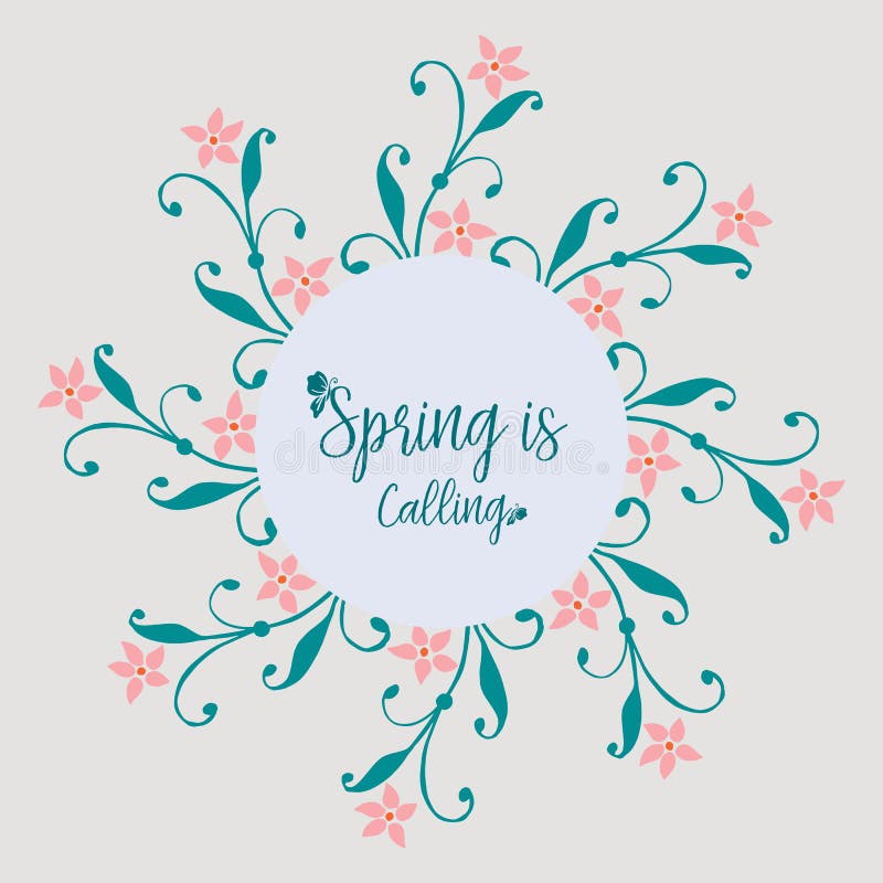Elegant Pattern of Leaf and Flower Frame, for Spring Calling Greeting ...