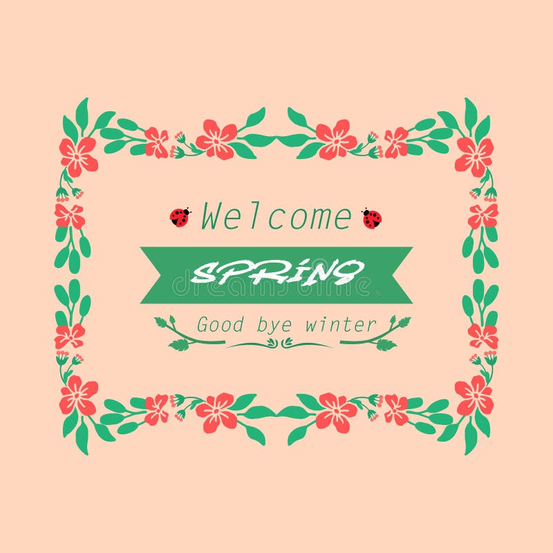 Elegant Pattern of Leaf and Flower Frame, for Welcome Spring Greeting ...