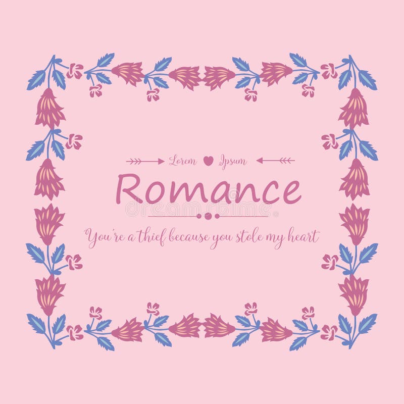 Elegant Pattern of Leaf and Pink Floral Frame, for Romance Card Design ...