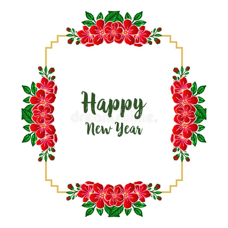 Elegant Pattern of Red Flower Frame for Design Various Card Happy New ...