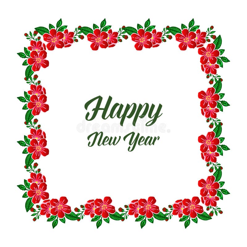 Elegant Pattern of Red Flower Frame for Design Various Card Happy New ...