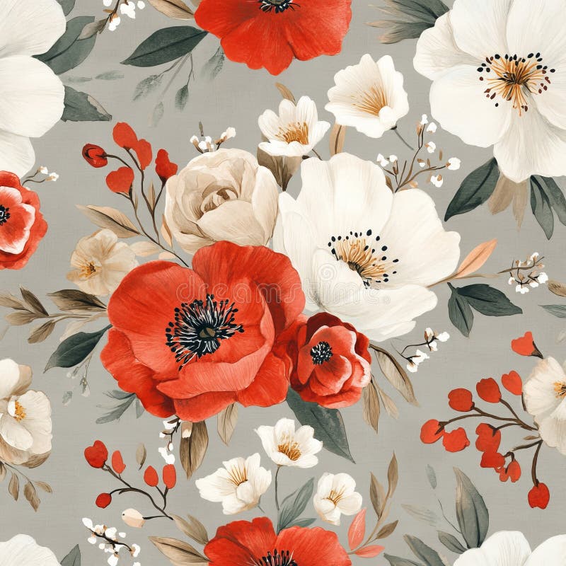 An Elegant Pattern of Vintage Flowers with Fine Details Stock Image ...
