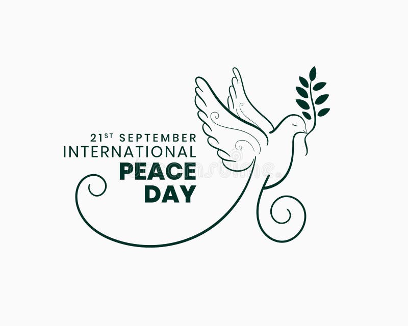 Elegant Peace Day Banner with Hand Drawn Dove and Leaf Design Vector ...
