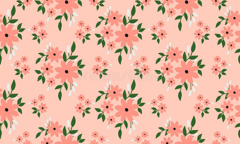 Elegant Peach Flower Wallpaper on Bright Peach Background Stock Vector ...