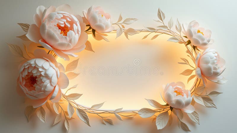 Elegant Peach Peonies Floral Frame with Soft Good Resolution Stock ...