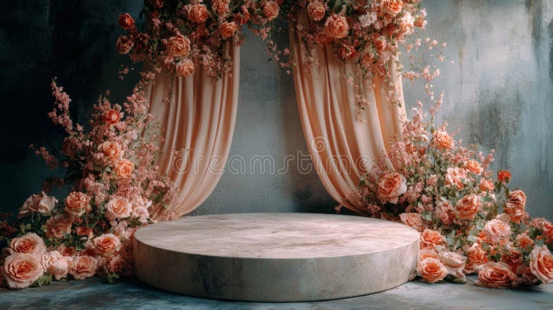 Elegant Peach Roses Floral Arrangement Studio Backdrop Stock ...