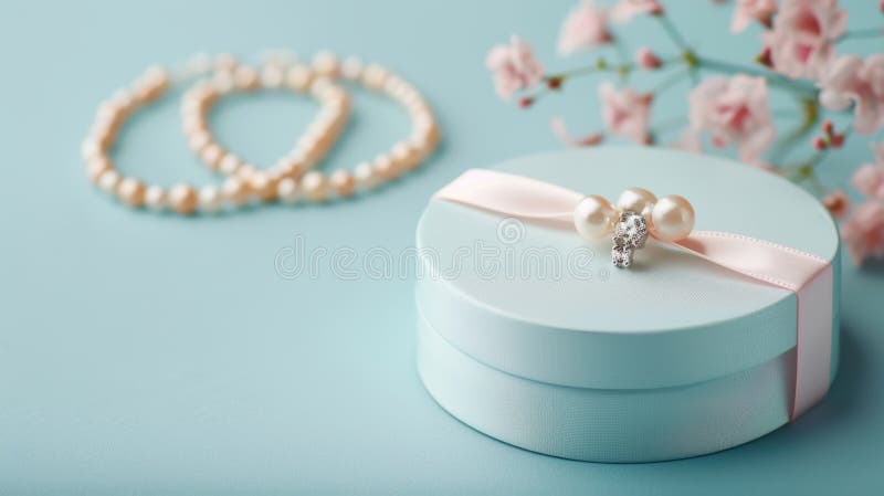 Elegant Pearl Jewelry with Gift Box Stock Illustration - Illustration ...