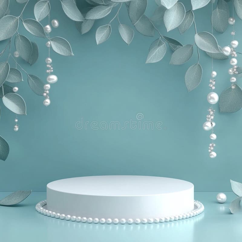 Elegant Pearl Leaf Display Podium 3D Render Stock Illustration ...