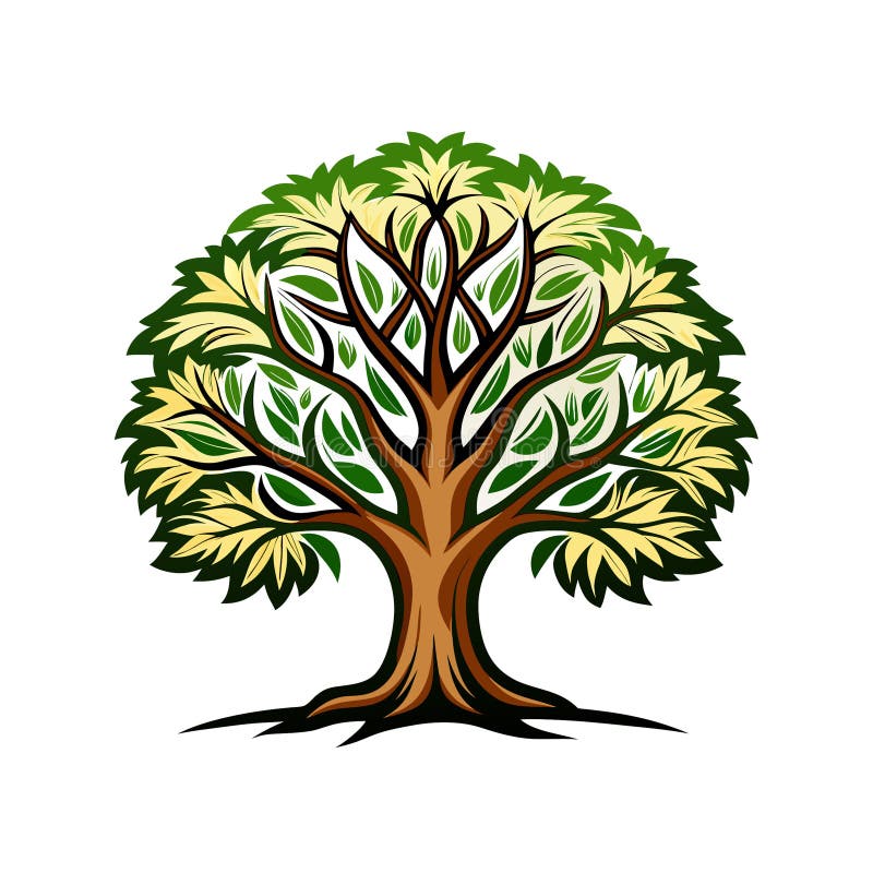 Elegant Pecan Tree Design with Bold Features Stock Image - Illustration ...