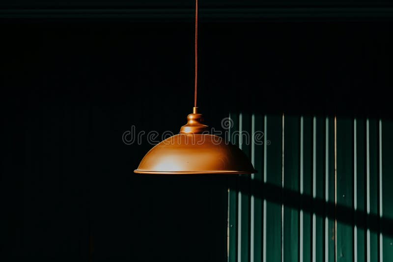 Elegant Pendant Light Casting Shadow on Striped Wall Stock Illustration ...