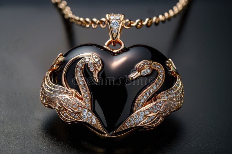 Elegant Pendant Showing Two Swans Forming a Heart Shape Stock ...