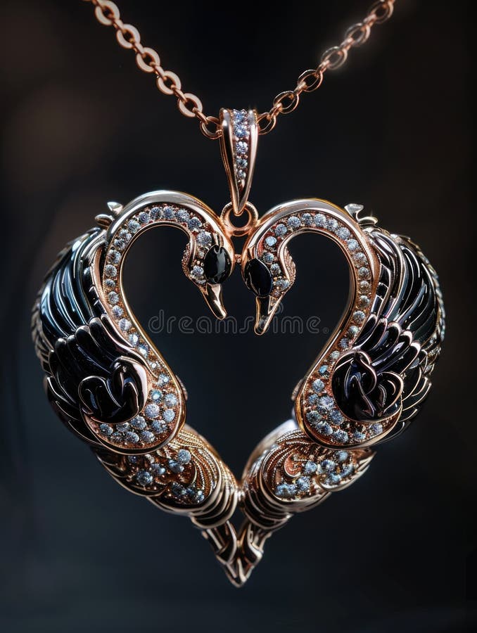 Elegant Pendant Showing Two Swans Forming a Heart Shape Stock ...