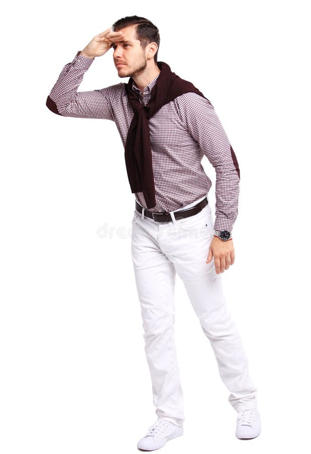 Elegant People Looking for Something on White Stock Image - Image of ...