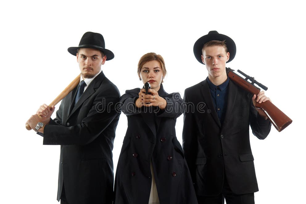 Elegant People with Weapons Stock Photo - Image of standing, suit: 79989258