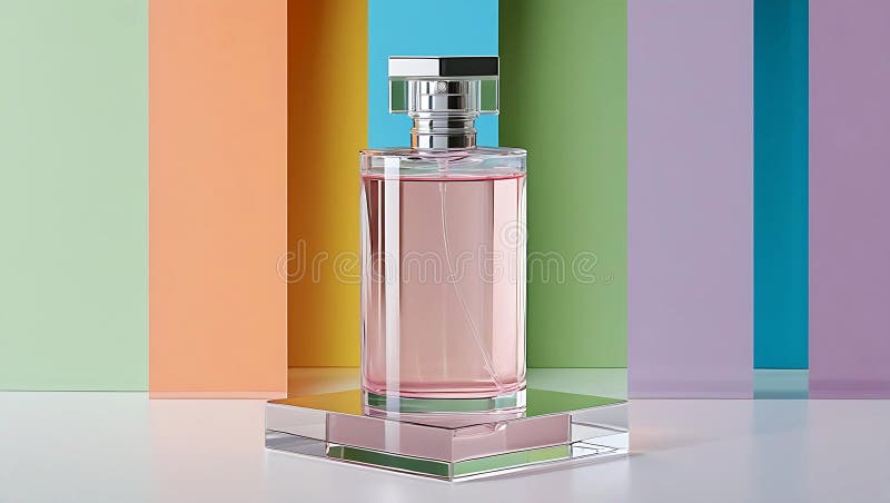 Elegant Perfume Bottle Against a Vibrant Color Background Stock ...
