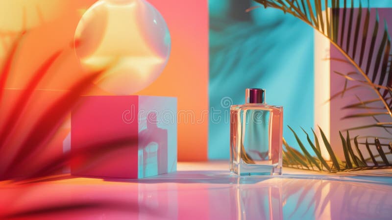 Elegant Perfume Bottle Colorful Artistic Setting Stock Photos - Free ...