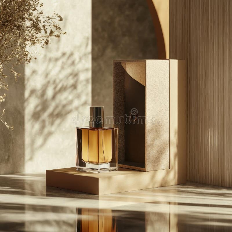 Elegant Perfume Bottle in Minimalist Setting Stock Illustration ...
