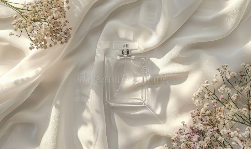 Elegant Perfume Bottle Mockup Placed on a White Cloth Stock Photo ...