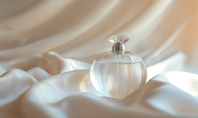 Elegant Perfume Bottle Mockup on a White Cloth Stock Image - Image of ...