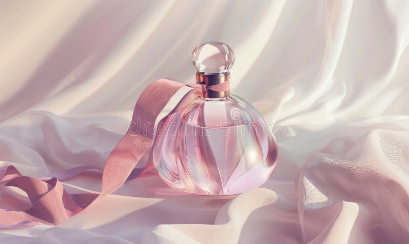 Elegant Perfume Bottle Mockup on a White Cloth Stock Image - Image of ...