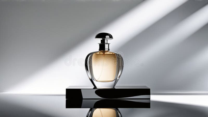 Elegant Perfume Bottle in Modern Reflective Setting with Dramatic ...
