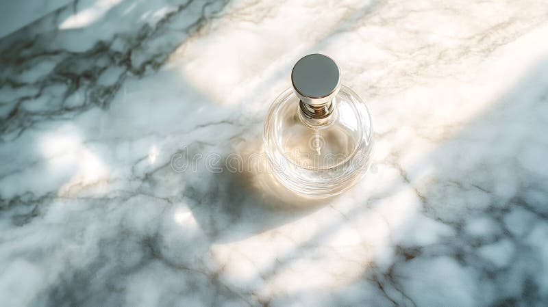 Elegant Perfume Bottle Resting on Marble Surface with Sunlight ...