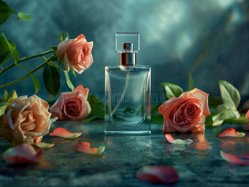 Elegant Perfume Bottle with Roses Stock Photo - Image of petals, green ...