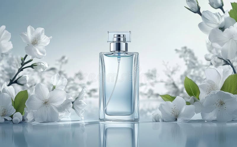 An Elegant Perfume Bottle in a Serene, Softly Lit Setting Surrounded by ...