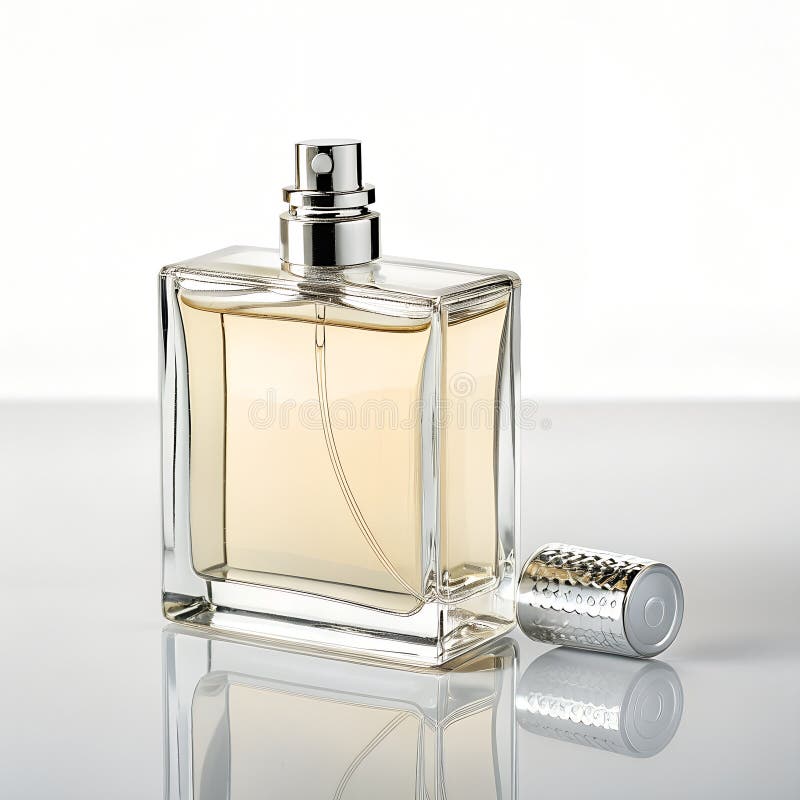 Elegant Perfume Bottle with Silver Cap, Clean Minimalist Studio Shot Stock Illustration ...