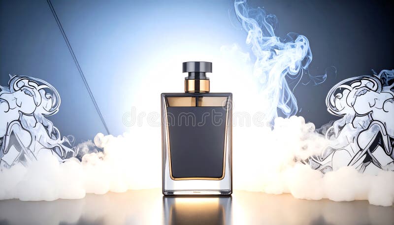 Elegant Perfume Bottle with Smoke and Graphic Design Stock Image ...