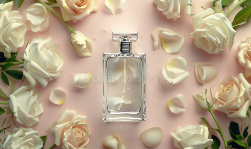 Elegant Perfume Bottle Surrounded by White Roses Stock Image - Image of ...