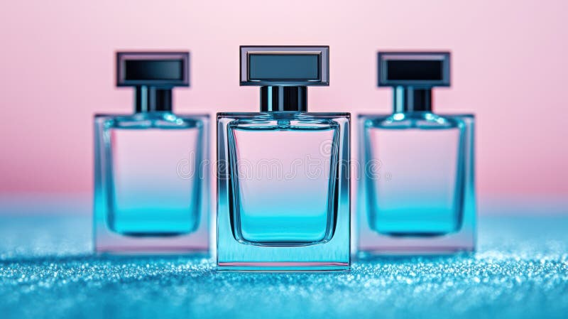 Elegant Perfume Bottles with a Gradient of Colors Against a Soft Pastel ...