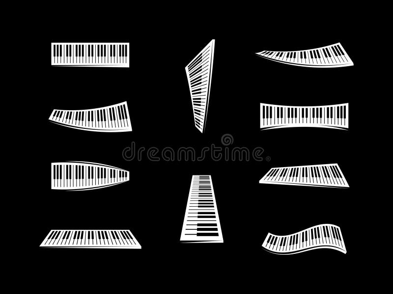 Elegant Piano Design Elements Set Stock Vector - Illustration of ...