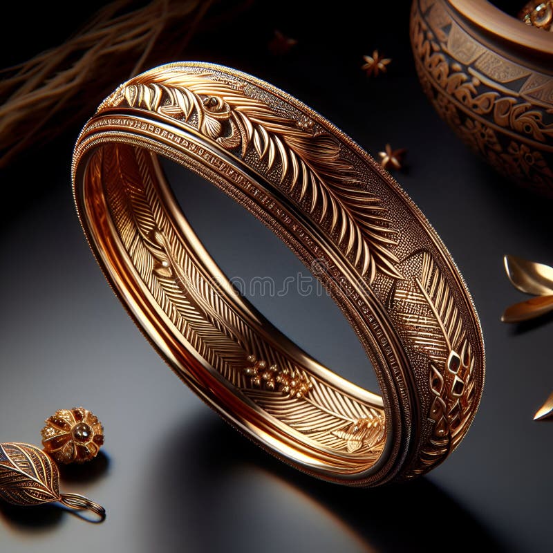 Elegant Pine: Luxurious Ring Adorned with Exquisite Leaf Pattern. Stock ...