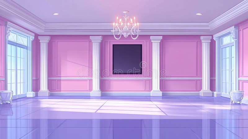 Elegant Pink Ballroom Interior with Sunlight Stock Photo - Image of ...