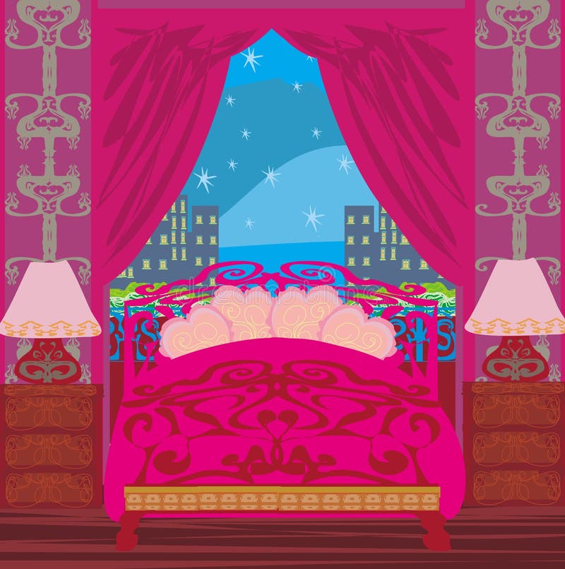 Elegant pink bedroom stock vector. Illustration of light - 40049135