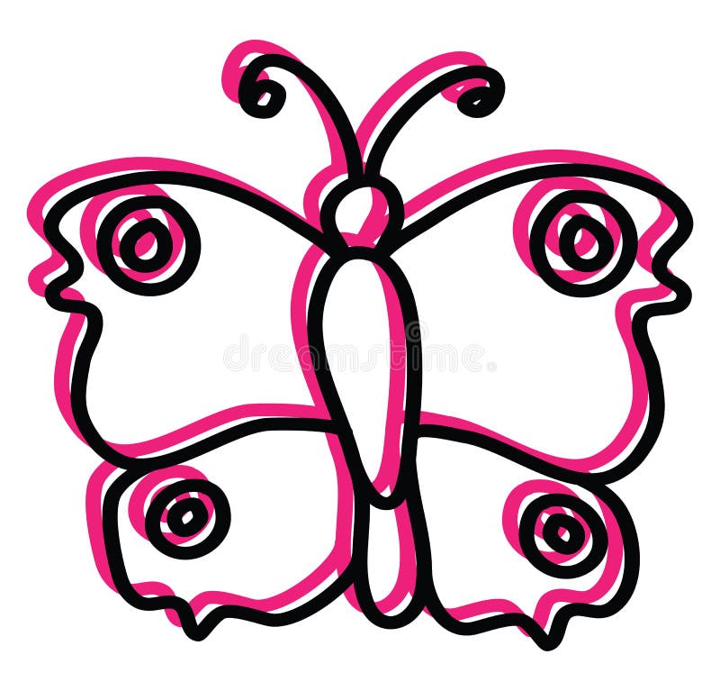 Elegant Pink Butterfly, Icon Stock Vector - Illustration of abstract ...