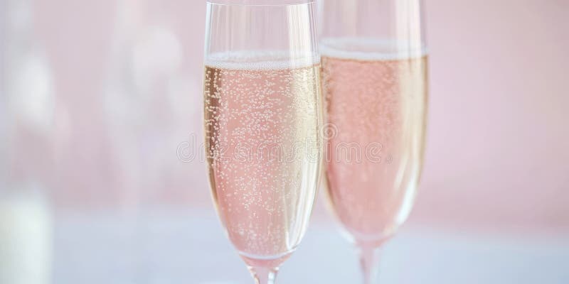Elegant Pink Champagne Flutes with Sparkling Bubbles Stock Illustration ...