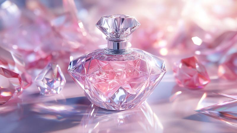 Elegant Pink Crystal Perfume Bottle with Sparkling Reflections Stock ...