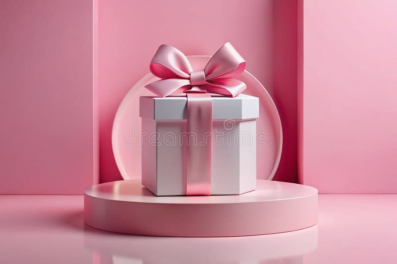 Elegant Pink Gift Box Podium: a Minimalist Display Solution for Pastel ...