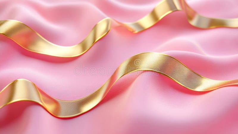 Elegant Pink and Gold Fabric with Smooth Waves Stock Illustration ...