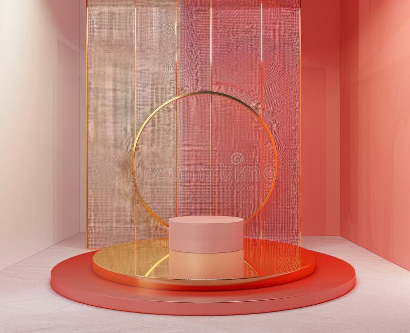 Elegant Pink Stage Design with a Minimalist Background Wall and Podium ...